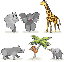 Cute colorful exotic animals collection Royalty Free Vector