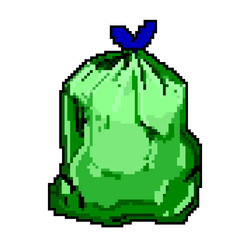 Dustbin trash bag game pixel art Royalty Free Vector Image