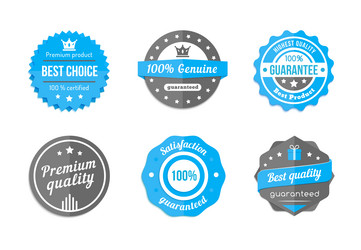 Four round metallic premium badges set Royalty Free Vector