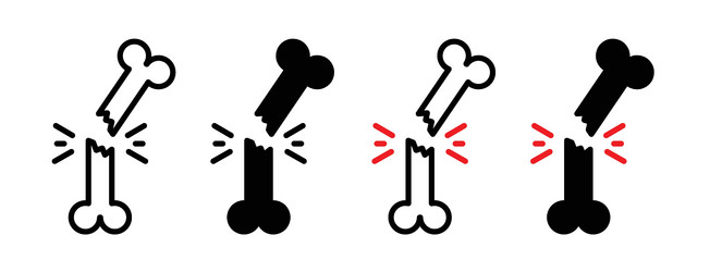 Bone broken icon set fracture indicator symbol Vector Image