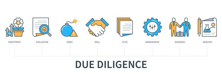 Due diligence banner with icons investment Vector Image