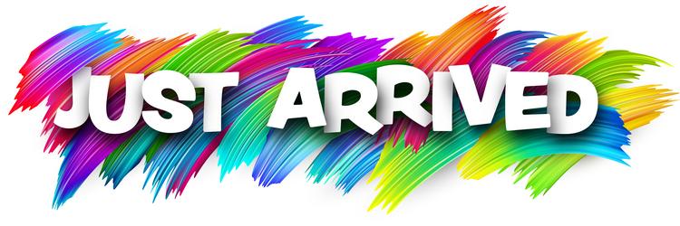 Just arrived paper word sign with colorful Vector Image
