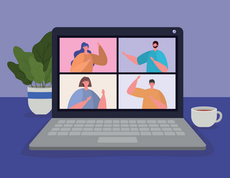 Incoming video call on laptop Royalty Free Vector Image