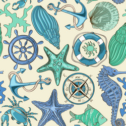 Seamless pattern with underwater sea life Vector Image