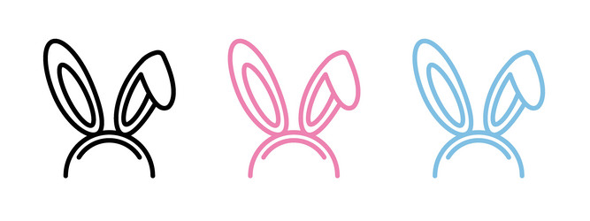 Bunny ear icon set rabbit large ears in a black Vector Image