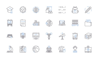 Temples line icons collection sanctity Royalty Free Vector