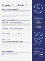 Simple modern resume cv design template Royalty Free Vector