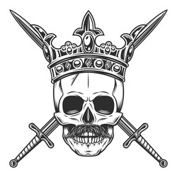 Gangster king royal crown with crossed knife Vector Image