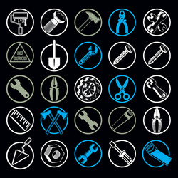 Detailed work tools collection 3d repair Vector Image