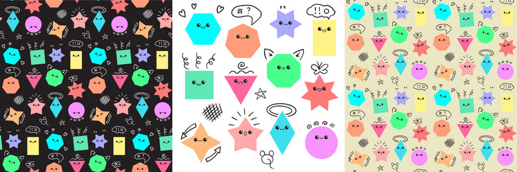 Emoji from geometric figures fun set Royalty Free Vector