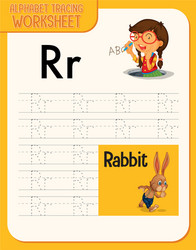 Alphabet letter r and rabbit abc book Royalty Free Vector