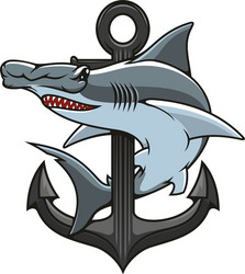 Shark and anchor tattoo emblem Royalty Free Vector Image