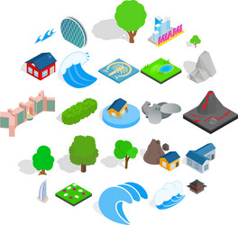 Green land icon set isometric style Royalty Free Vector