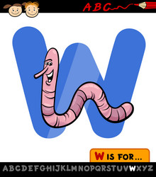 Alphabet letter w-worm with cartoon vocabulary Vector Image
