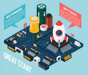 Isometric computer parts infographic concept Vector Image