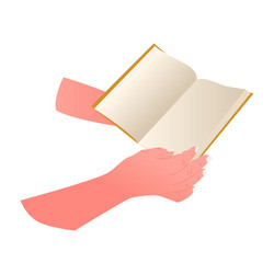 Hand with book isolated on white background open Vector Image