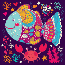 Happy fish Royalty Free Vector Image - VectorStock