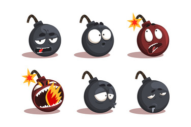 Cartoon bomb with burning fuse with spark ready Vector Image