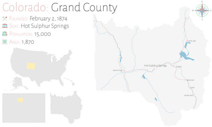 Map grand county in colorado Royalty Free Vector Image
