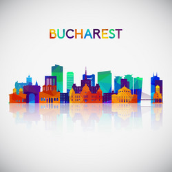 Bucharest skyline silhouette black city Royalty Free Vector