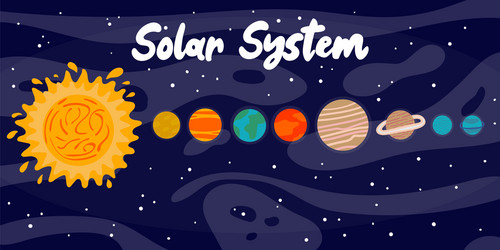 Cartoon solar system heavenly science poster Vector Image