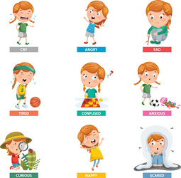 Sad kid emotion Royalty Free Vector Image - VectorStock
