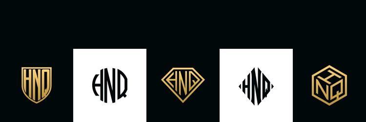 Initial letters hnu logo designs bundle Royalty Free Vector