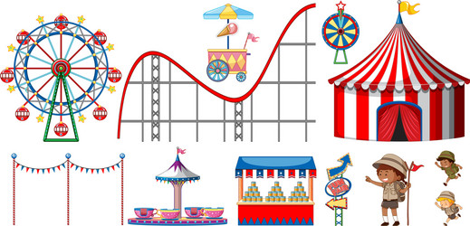 Isometric circus round compositions Royalty Free Vector