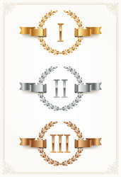 Set of rank emblems - gold silver bronze Vector Image
