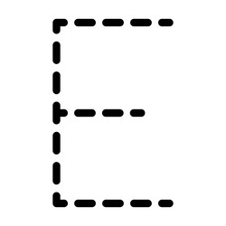 Tracing alphabet letter e prewriting dotted line Vector Image