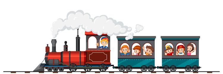 Children riding on the train to farm Royalty Free Vector