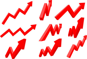 Red 3d up arrow financial graph Royalty Free Vector Image