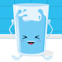 Isolated happy water glass cartoon Royalty Free Vector Image