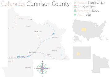 Map gunnison county in colorado Royalty Free Vector Image
