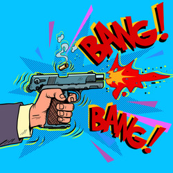 Shot from a gun comic style attack bullet Vector Image