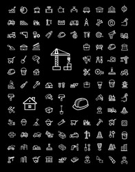 Black construction icons set Royalty Free Vector Image