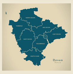 Modern map - mid devon district uk Royalty Free Vector Image