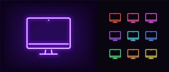 Neon computer mouse icon glowing mouse sign Vector Image