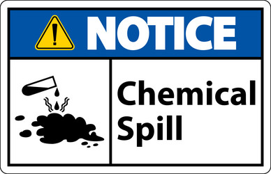 Notice chemical spill sign on white background Vector Image