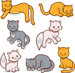 Funny cats group cartoon Royalty Free Vector Image