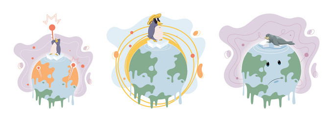 Concept of global warming climate change animals Vector Image