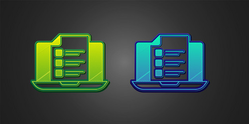 Green and blue online quiz test survey Royalty Free Vector