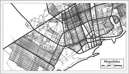 Mogadishu map detailed black map of Royalty Free Vector