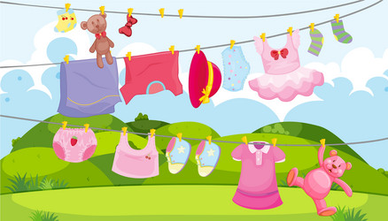 Clothes on the line Royalty Free Vector Image - VectorStock
