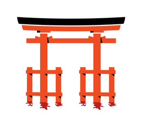 Japanese red gate traditional oriental landmark Vector Image