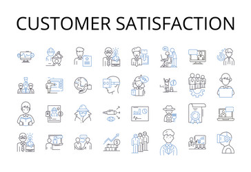 Customer satisfaction line icons collection Vector Image