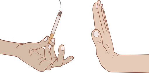 Hand saying no to smoking cartoon Royalty Free Vector Image