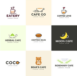 Trendy cafe logo pack Royalty Free Vector Image