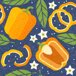 Bell pepper seamless pattern leaves flowers Vector Image