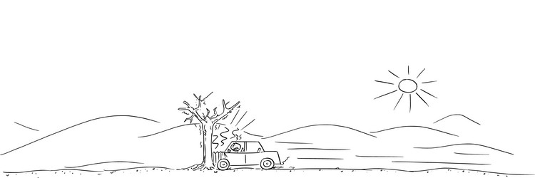 Cartoon car crash road accident Royalty Free Vector Image